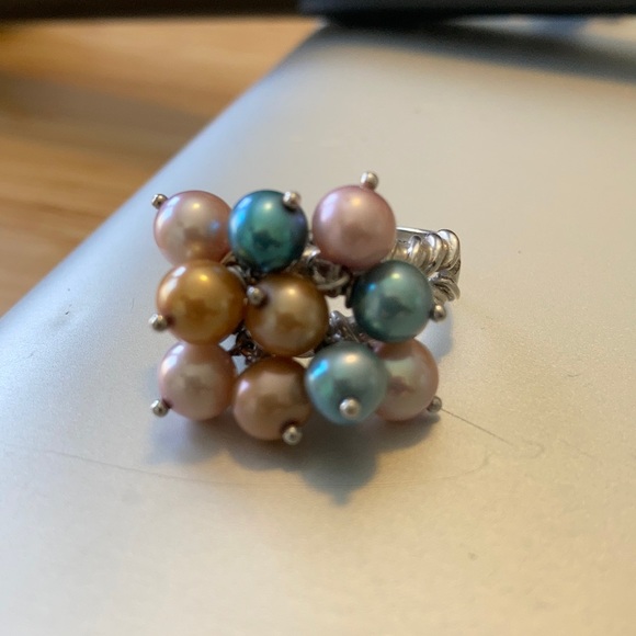 Honora | Jewelry | Honora Teal Blush And Gold Pearl Dangle Ring | Poshmark